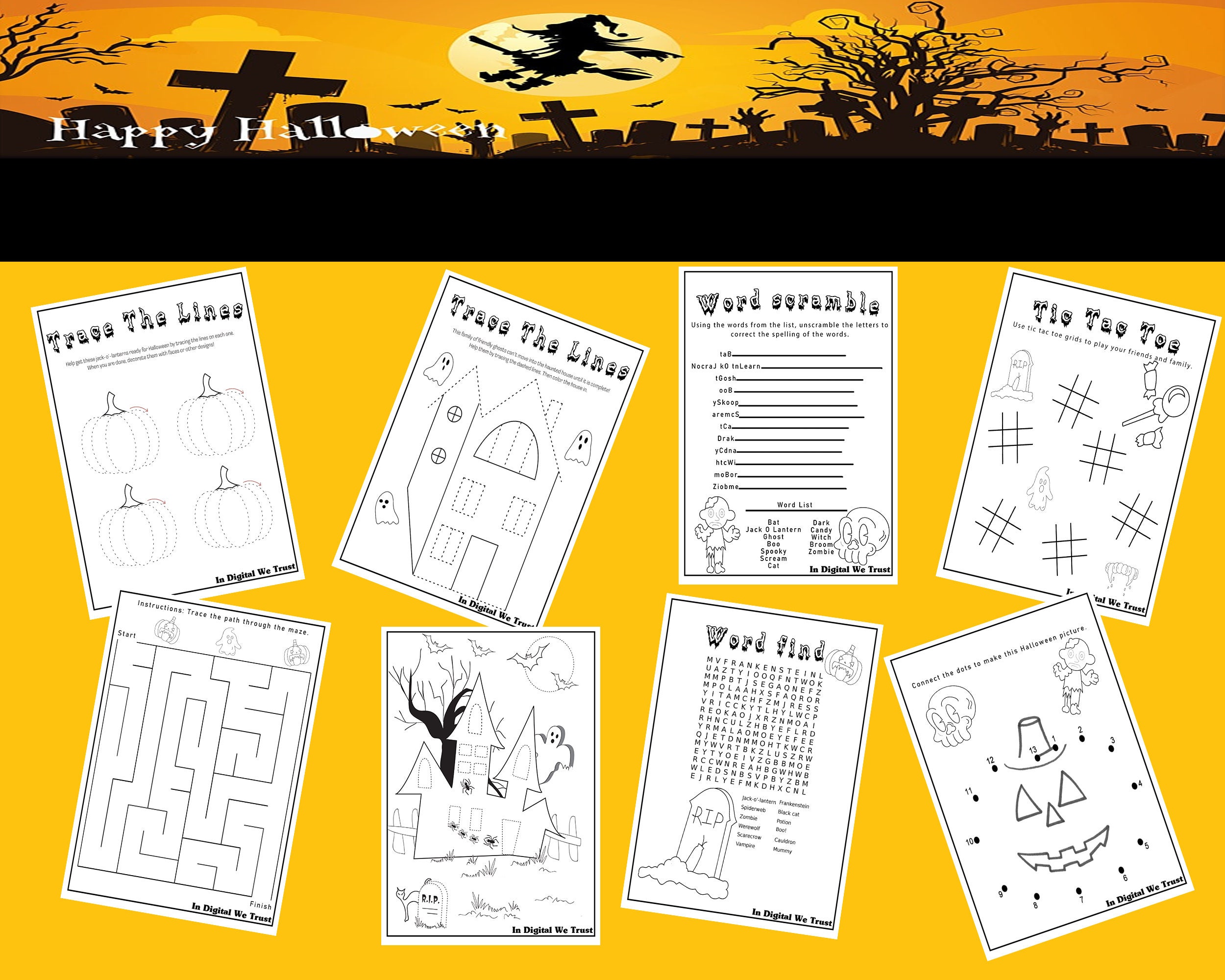 30 Printable Halloween Kids Activities: Coloring Pages & Word Search ...