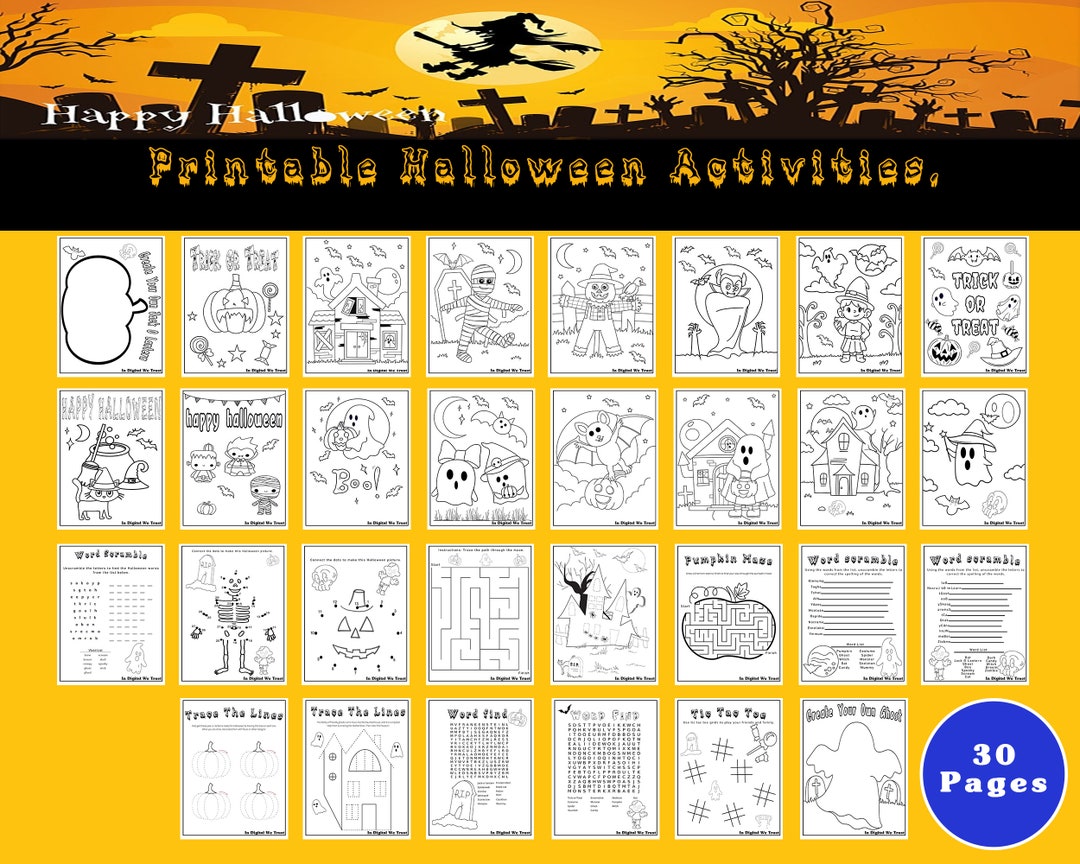 30 Printable Kids Halloween Activities, Halloween Coloring Pages ...