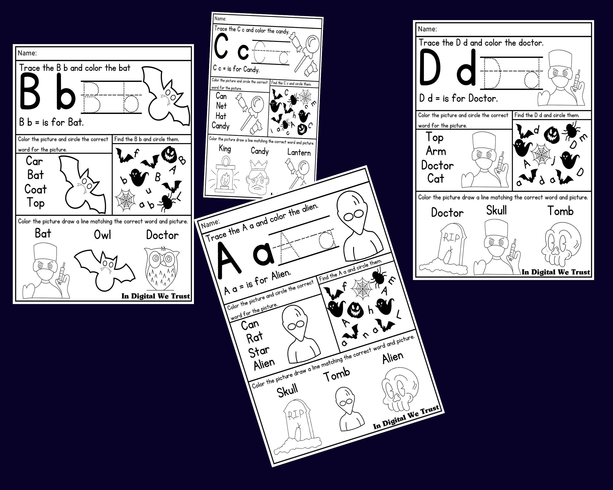 26 Halloween ABC Phonics Worksheets for Fun Learning Preschool ...