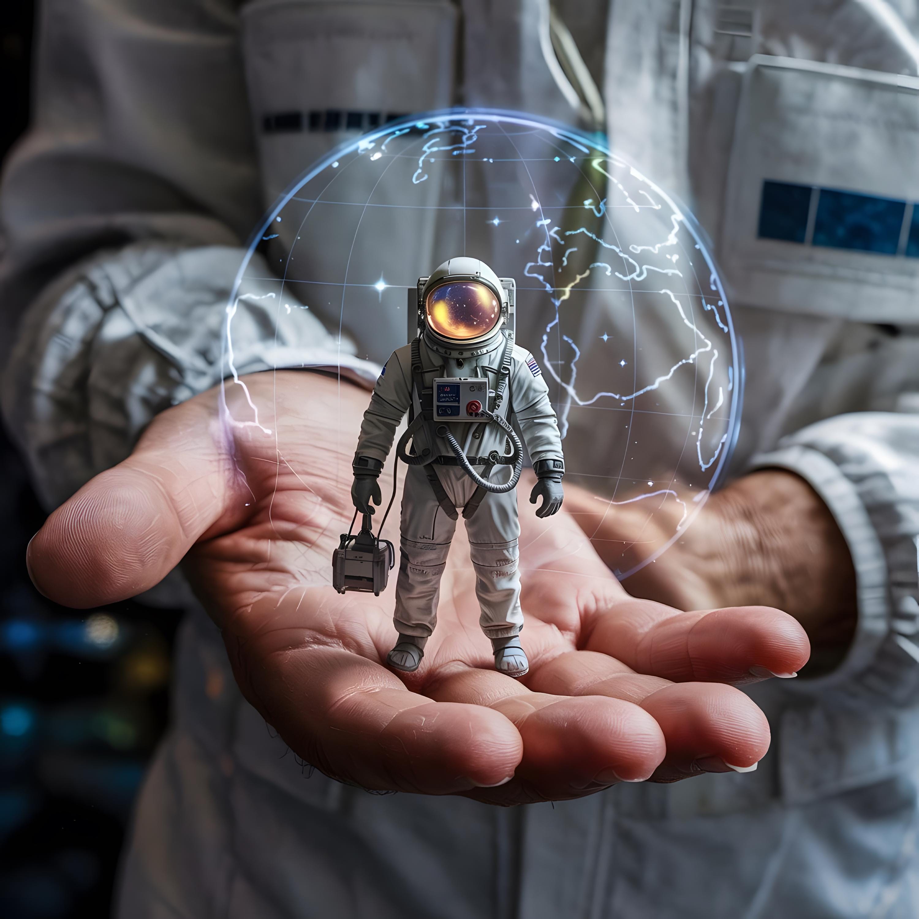 Tiny Astronaut Digital Print in the Palm of Your Hand – Space Art, Sci ...