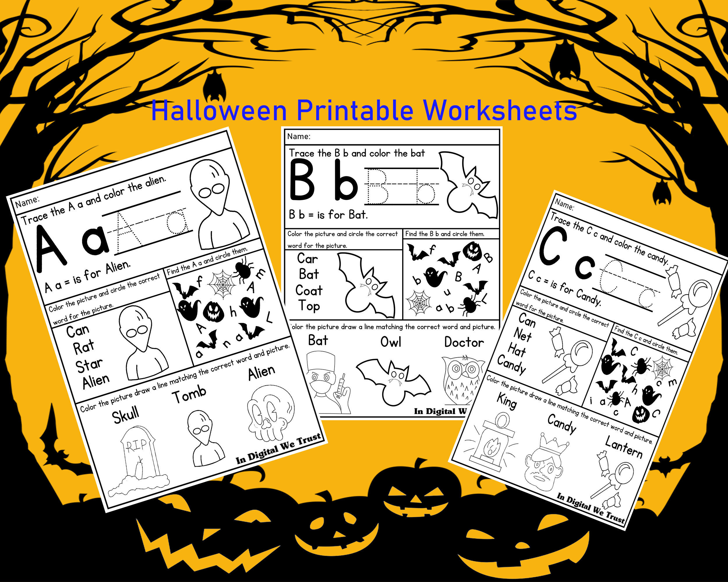 26 Halloween ABC Phonics Worksheets for Fun Learning Preschool ...