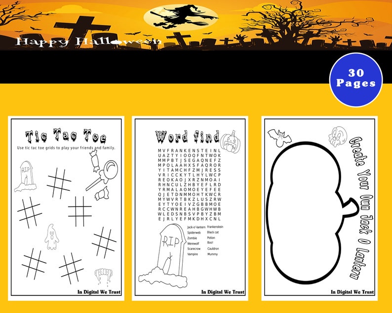 30 Printable Halloween Kids Activities: Coloring Pages & Word Search ...