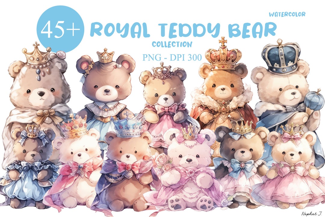 45+ Royal Teddy Bear Clipart Pngs, High Quality, Digital Planner, Paper ...