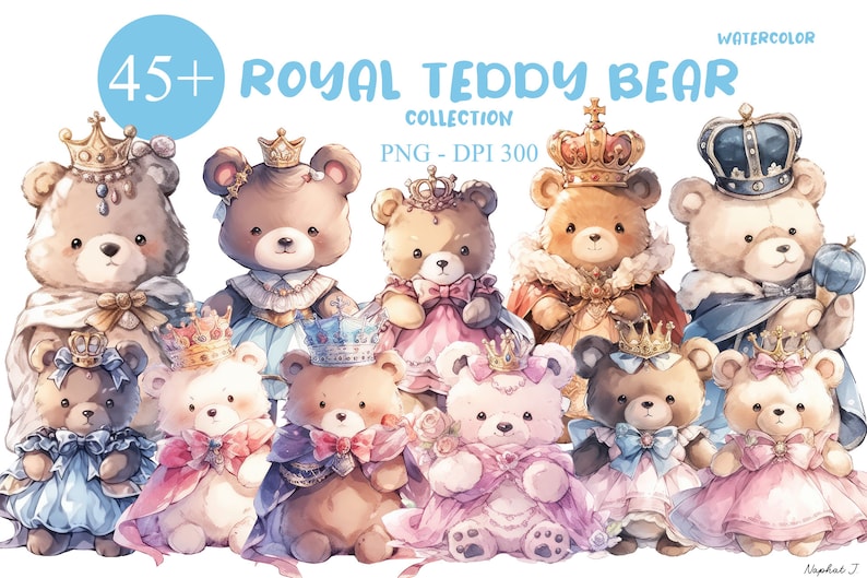 45+ Royal Teddy Bear Clipart Pngs, High Quality, Digital Planner, Paper ...