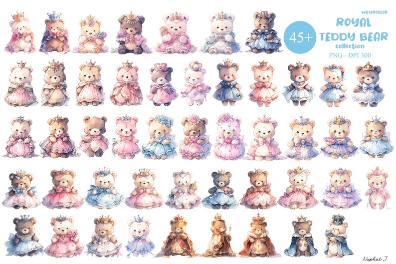 45+ Royal Teddy Bear Clipart Pngs, High Quality, Digital Planner, Paper ...