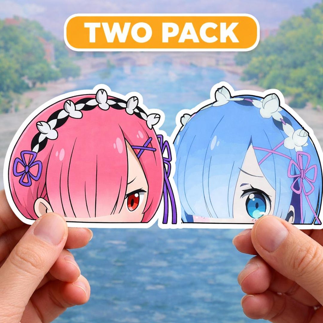 Rem and Ram Double Peeker Pack Sticker Re:zero Starting Life in Another ...