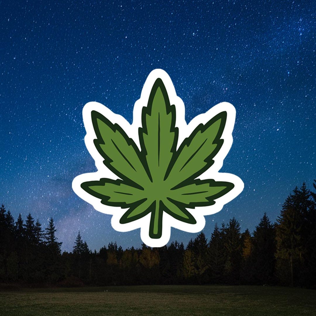 Marijuana Leaf Sticker – 420 Cannabis Vinyl Decal for Laptop, Water ...