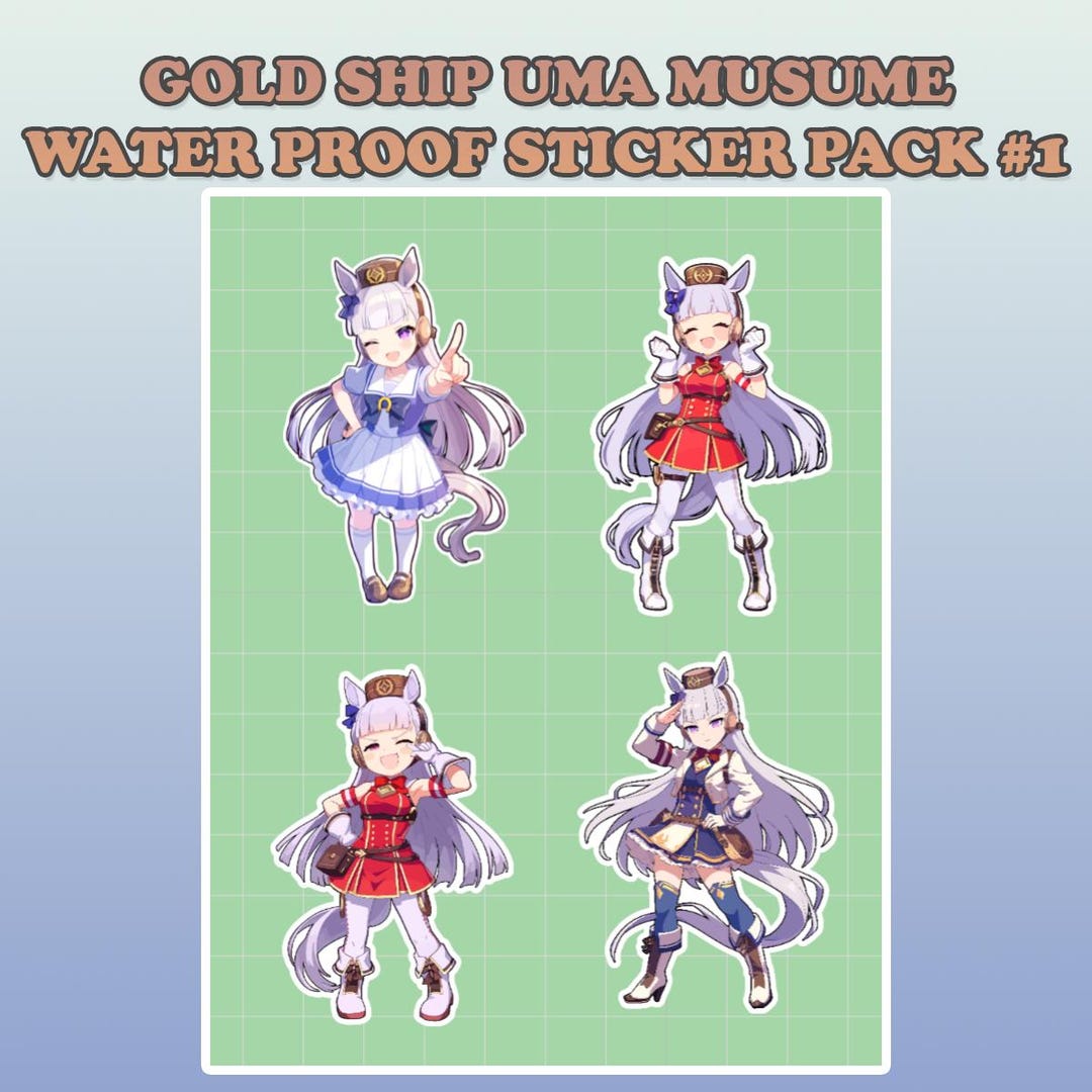 Gold Ship [4-PACK] Umamusume Pretty Derby Waterproof Vinyl Sticker (4x6 ...