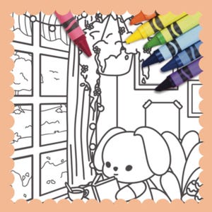 Hand Drawn Cute and Cozy Coffee Corner (single) Printable Coloring Page ...