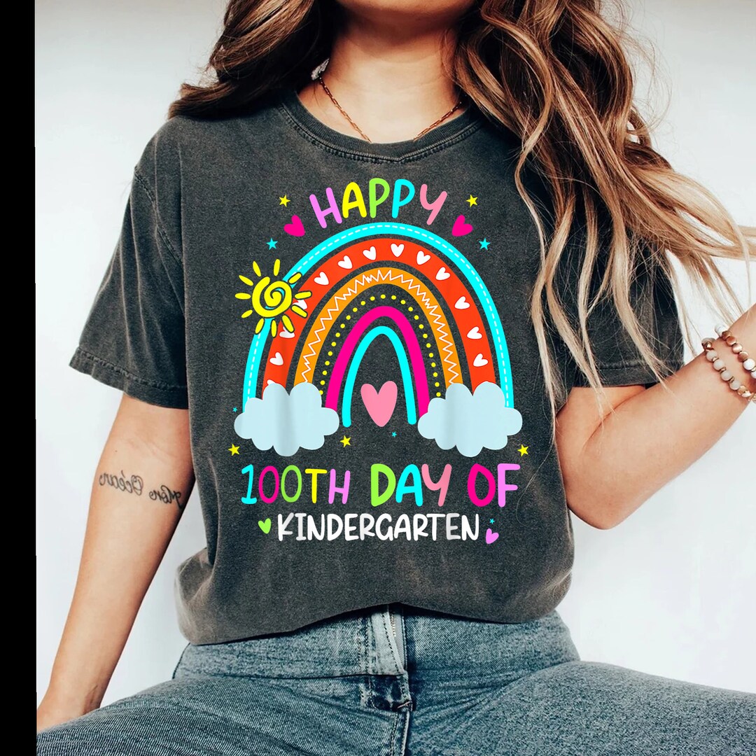 100th Day of Kindergarten School Rainbow 100 Days Smarter T-shirt1111 ...