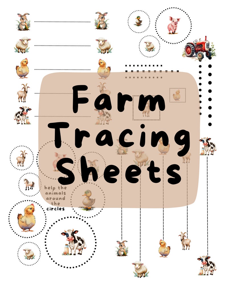 Farm Tracing Sheets for Kids - Educational Farm Animal Tracing Activity ...