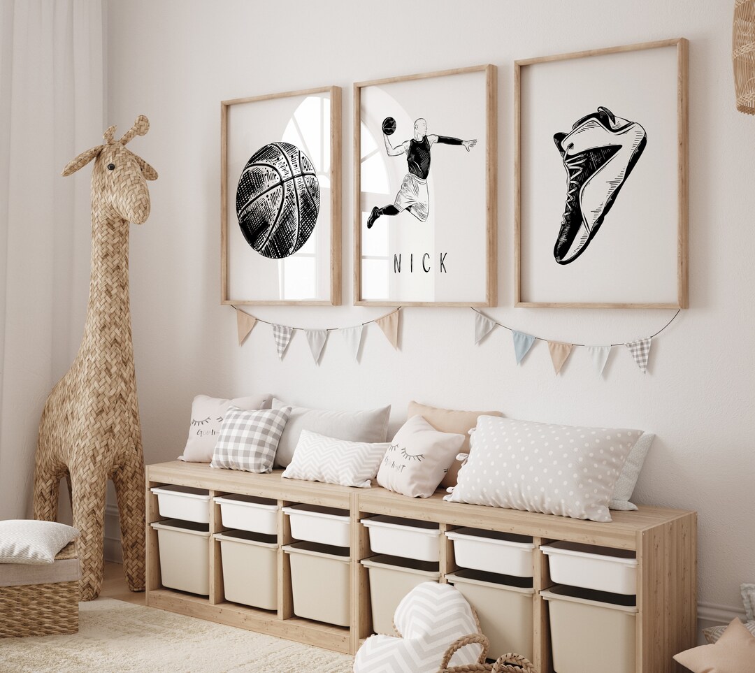 Set of 3 Basketball Wall Art Prints Personalized, Custom Basketball ...