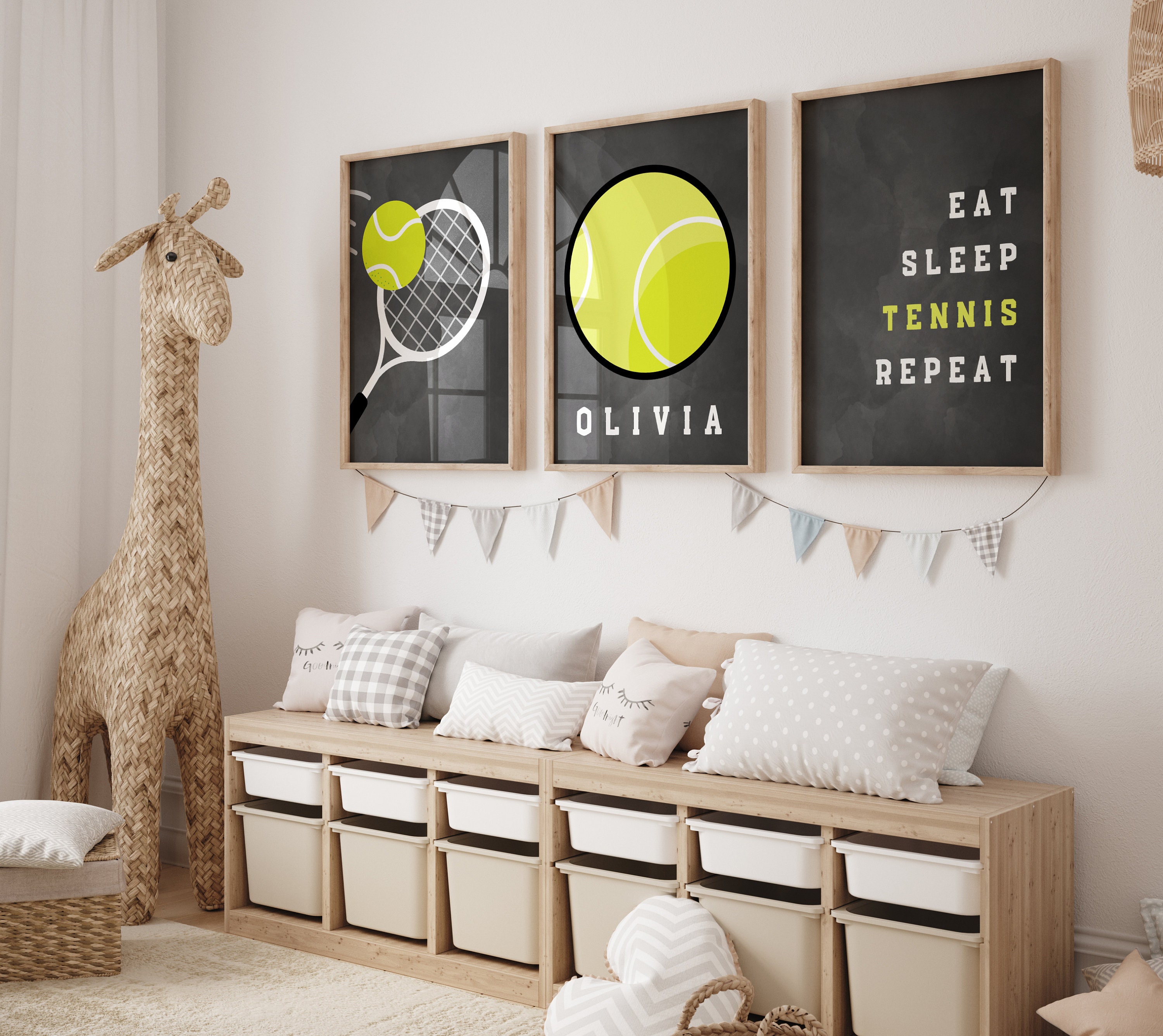 Set of 3 Tennis Wall Art Prints Personalized, Custom Tennis Prints Boys ...