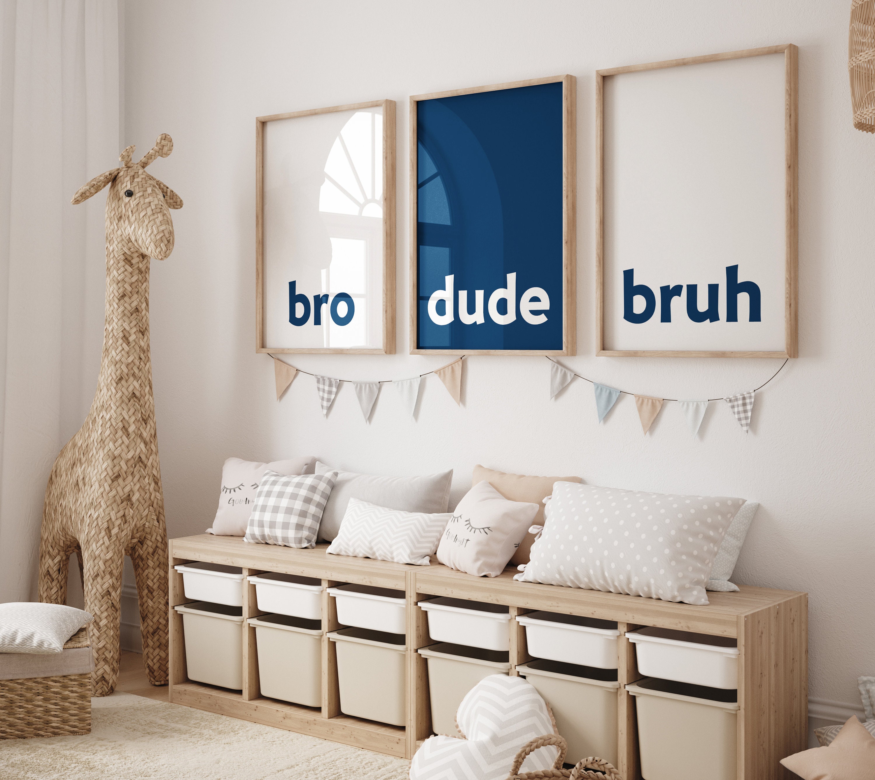 Set of 3 Boys Prints, Bro Dude Bruh Poster Set Boys Bedroom Decor, Teen ...