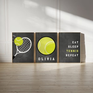 Set of 3 Tennis Wall Art Prints Personalized, Custom Tennis Prints Boys ...
