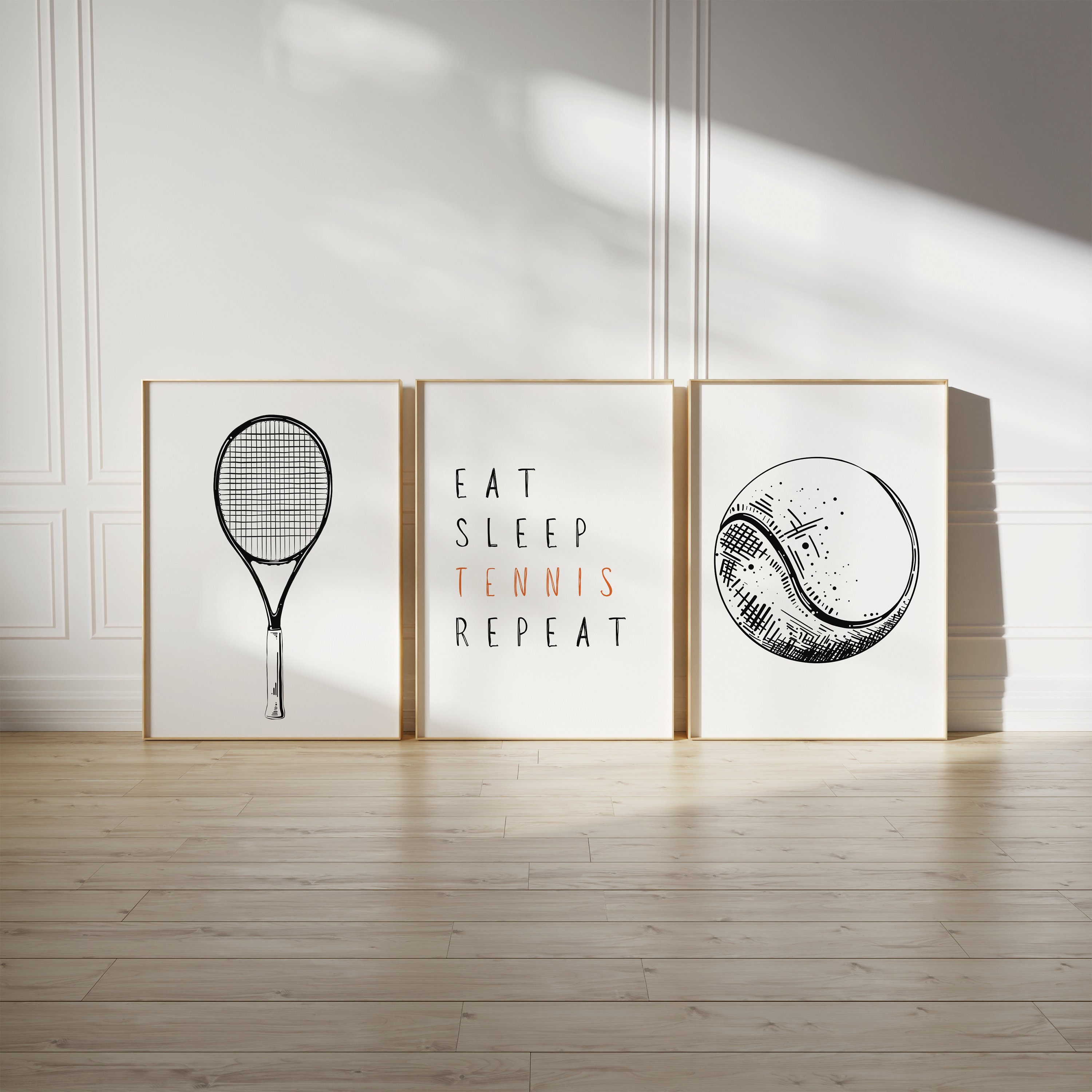 Set of 3 Minimalist Tennis Wall Art Prints, Minimalist Tennis Prints ...