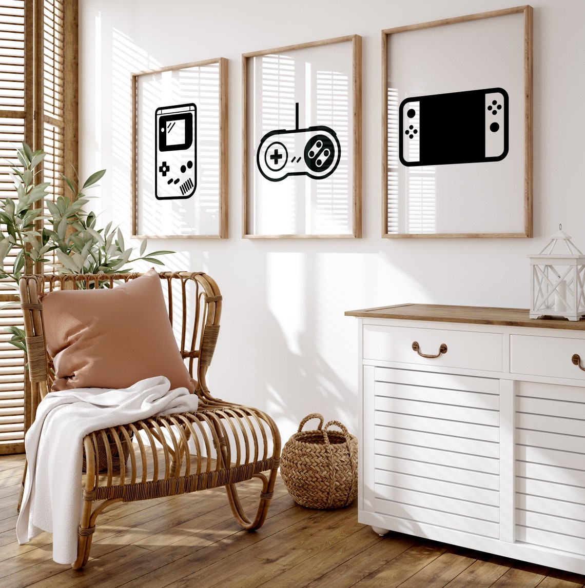 Minimalist Game Controller Poster Set, Gaming Room Art (digital ...