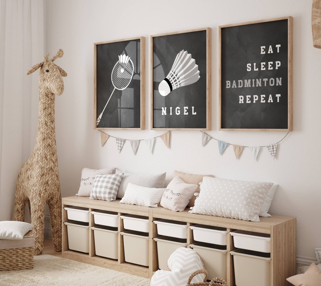 Personalized Badminton Print Set, Kids Room Decor (digital Download) - Etsy