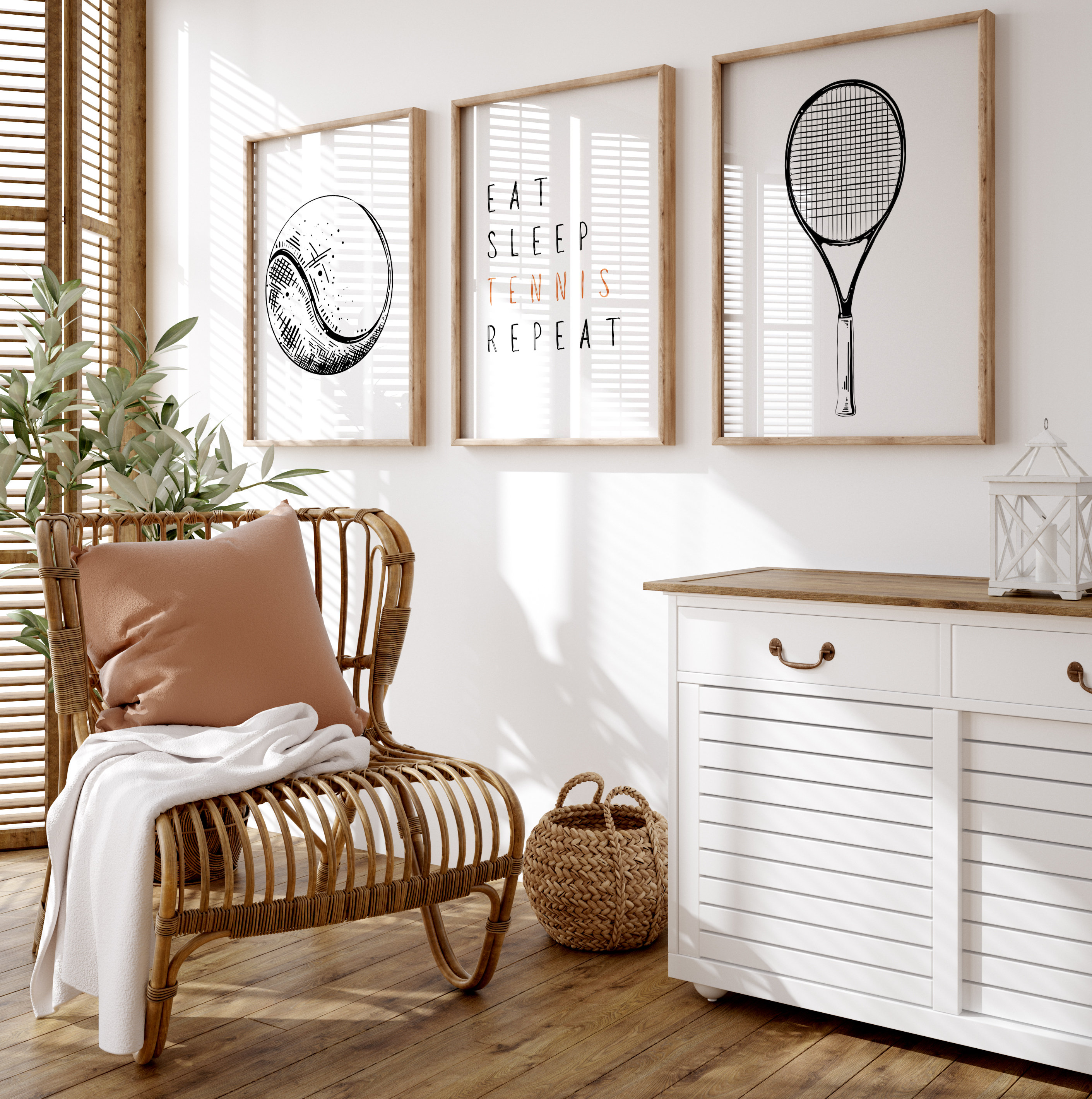 Set of 3 Minimalist Tennis Wall Art Prints, Minimalist Tennis Prints ...