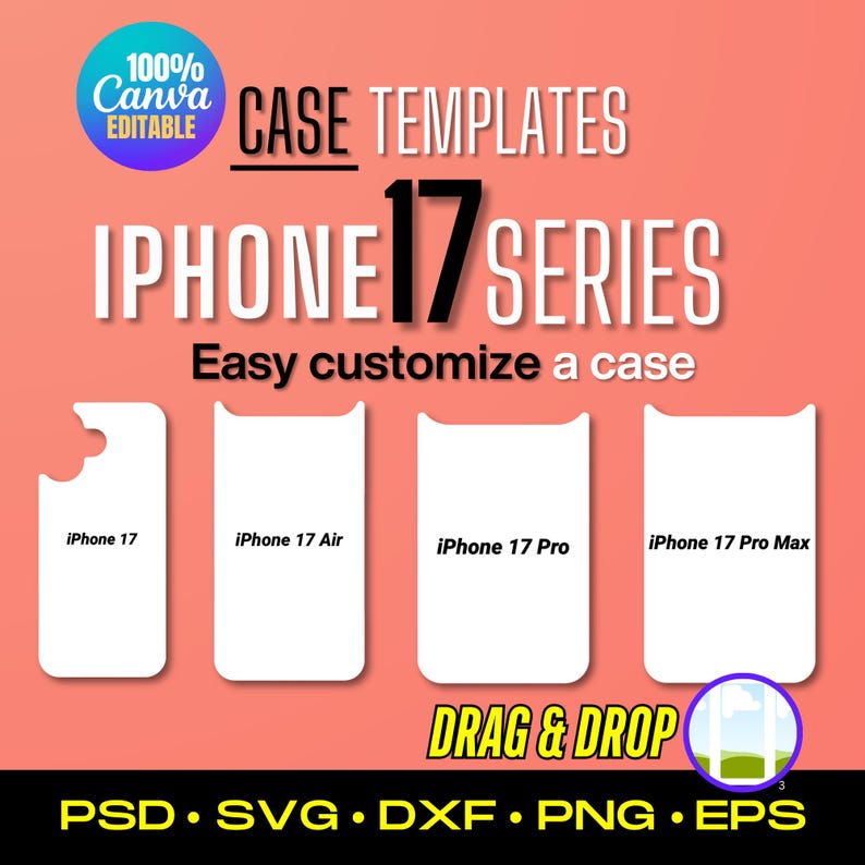 IPhone 17 Case Templates for Sublimation and Canva Customize, iPhone 17 ...