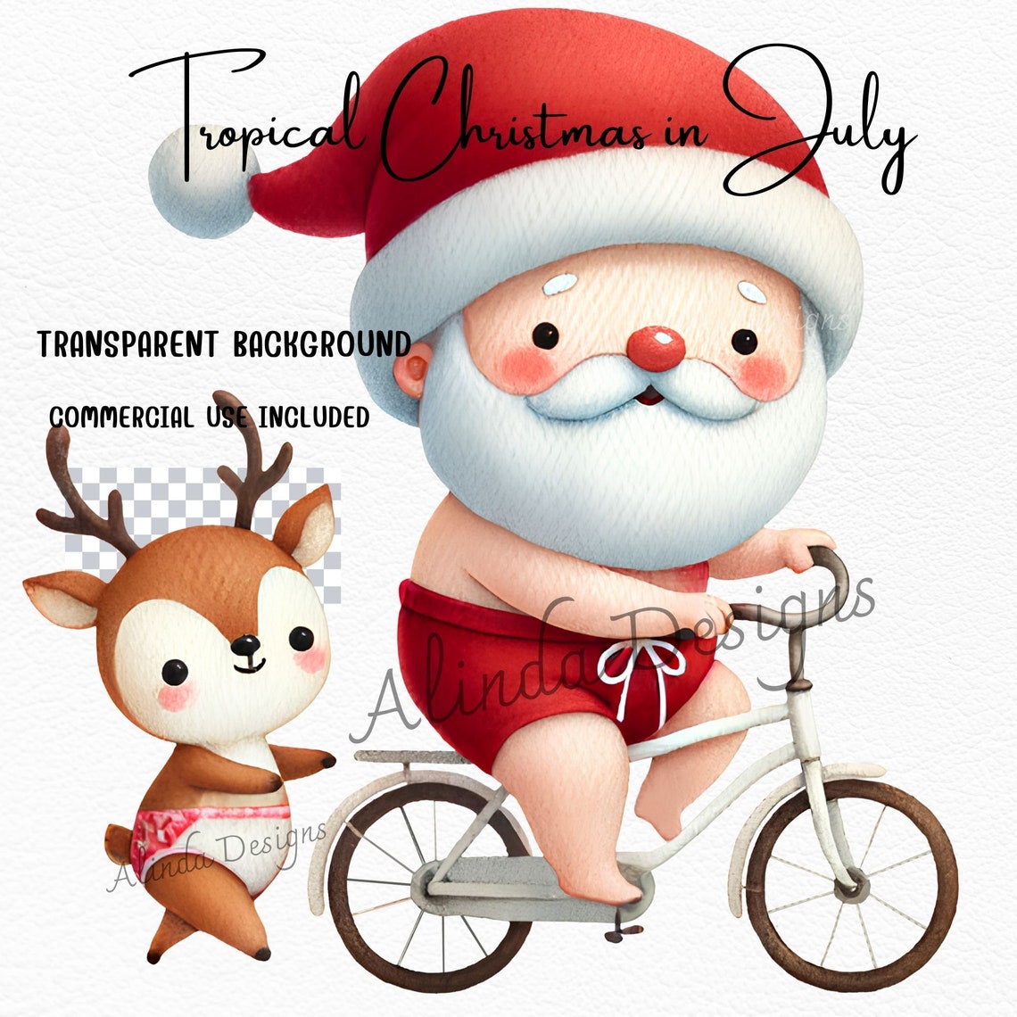 Tropical Christmas in July Clipart Bundle, Tropical Christmas PNG ...