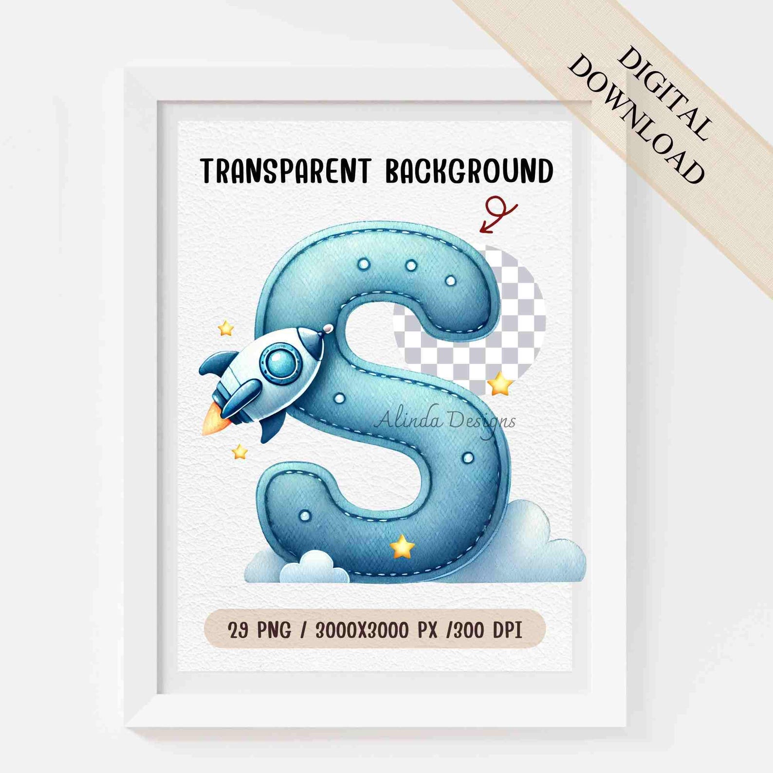 Watercolor Space Alphabet Clipart, Outer Space Letters A-Z, Kids Decor ...