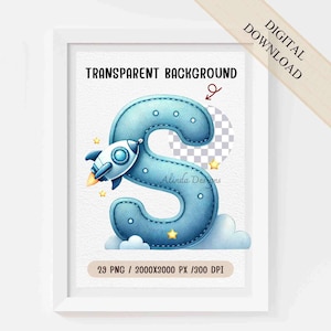 Watercolor Space Alphabet Clipart, Outer Space Letters A-Z, Kids Decor ...