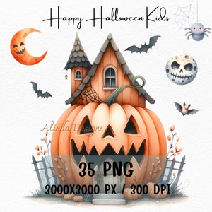 Happy Halloween Kids Clipart, Cute Spooky Halloween Illustrations ...