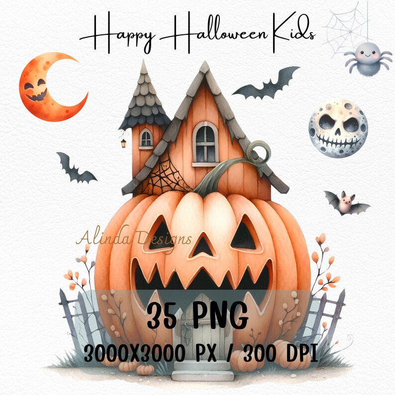 Happy Halloween Kids Clipart, Cute Spooky Halloween Illustrations ...