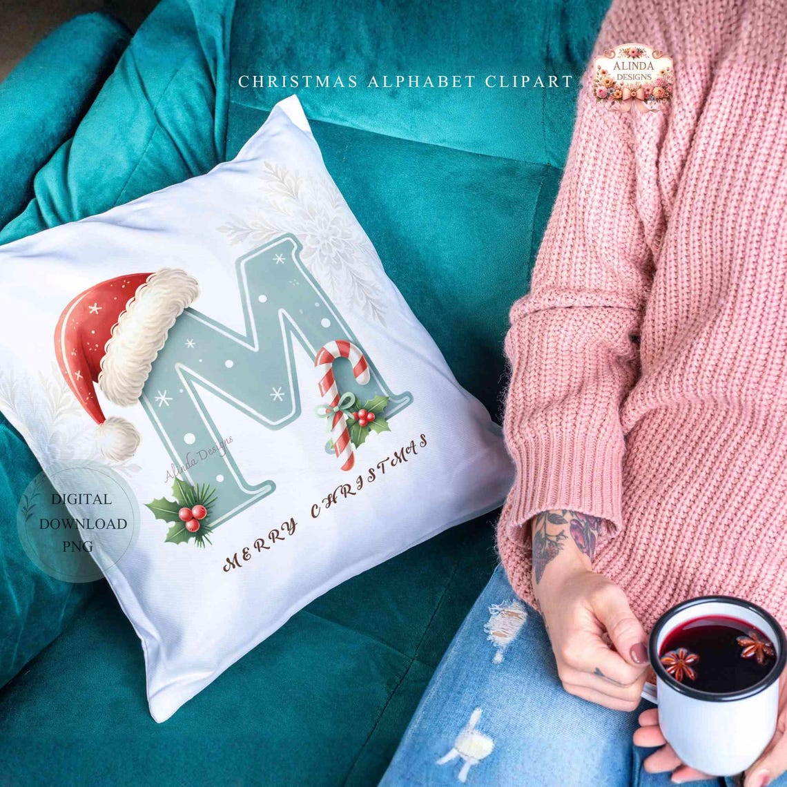 Christmas Watercolor Alphabet Clipart: Festive Holiday Letters ...