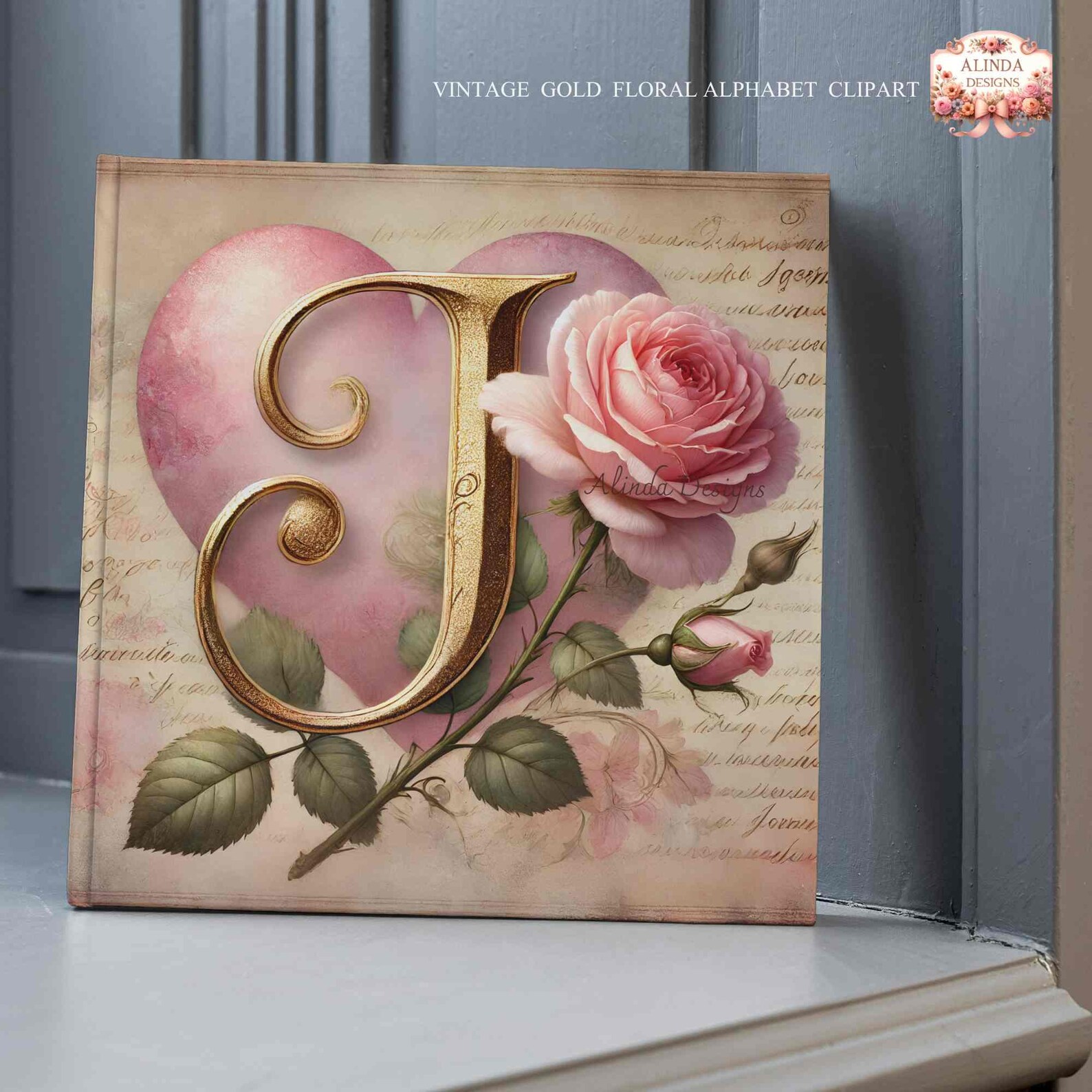 Vintage Gold Floral Alphabet PNG, Rose Monogram (digital Download) - Etsy