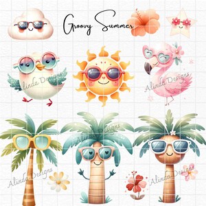 Groovy Summer Clipart Bundle, Retro Summer Vibes Digital Download ...