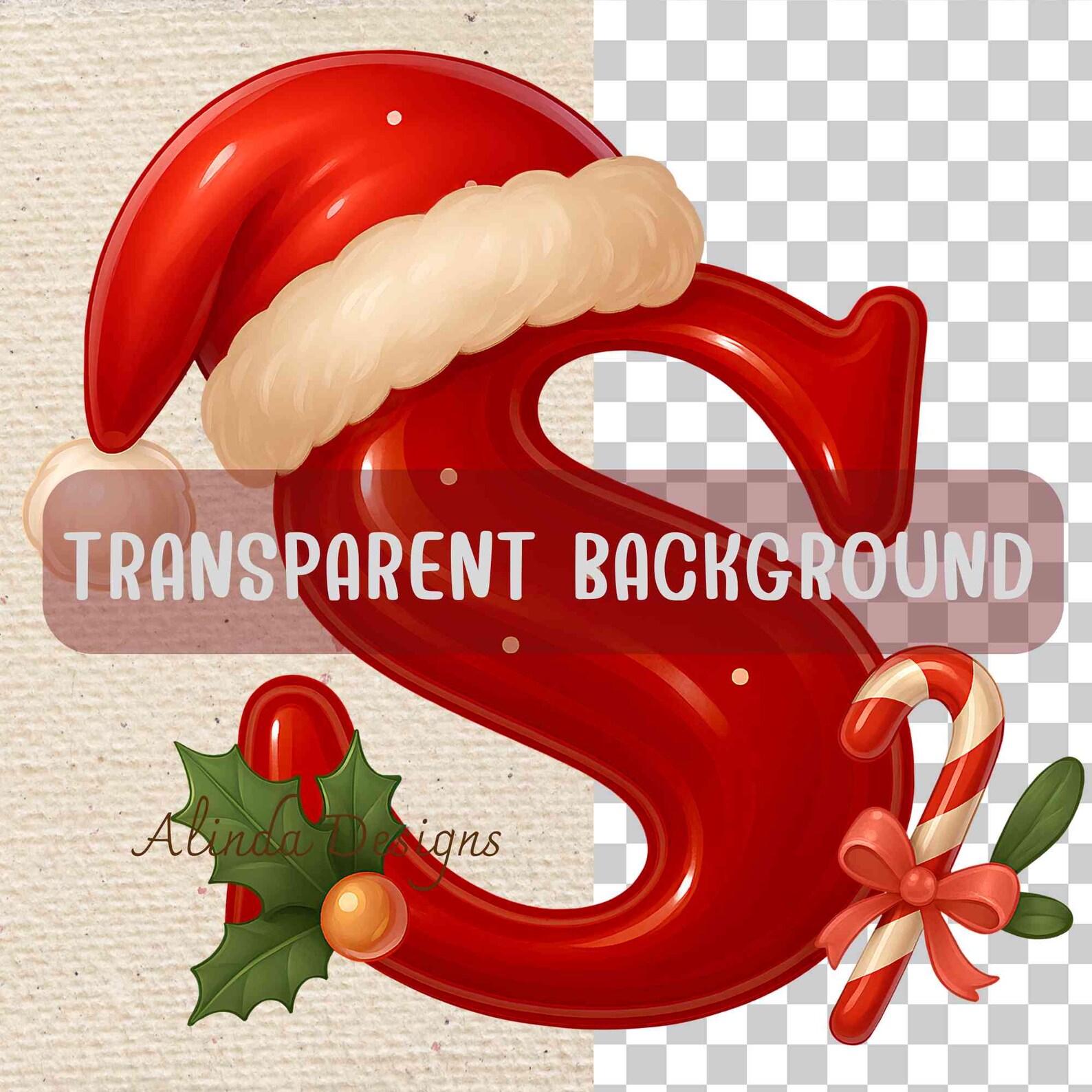 Christmas Alphabet PNG Clipart: Santa Hat Letters Commercial Use - Etsy