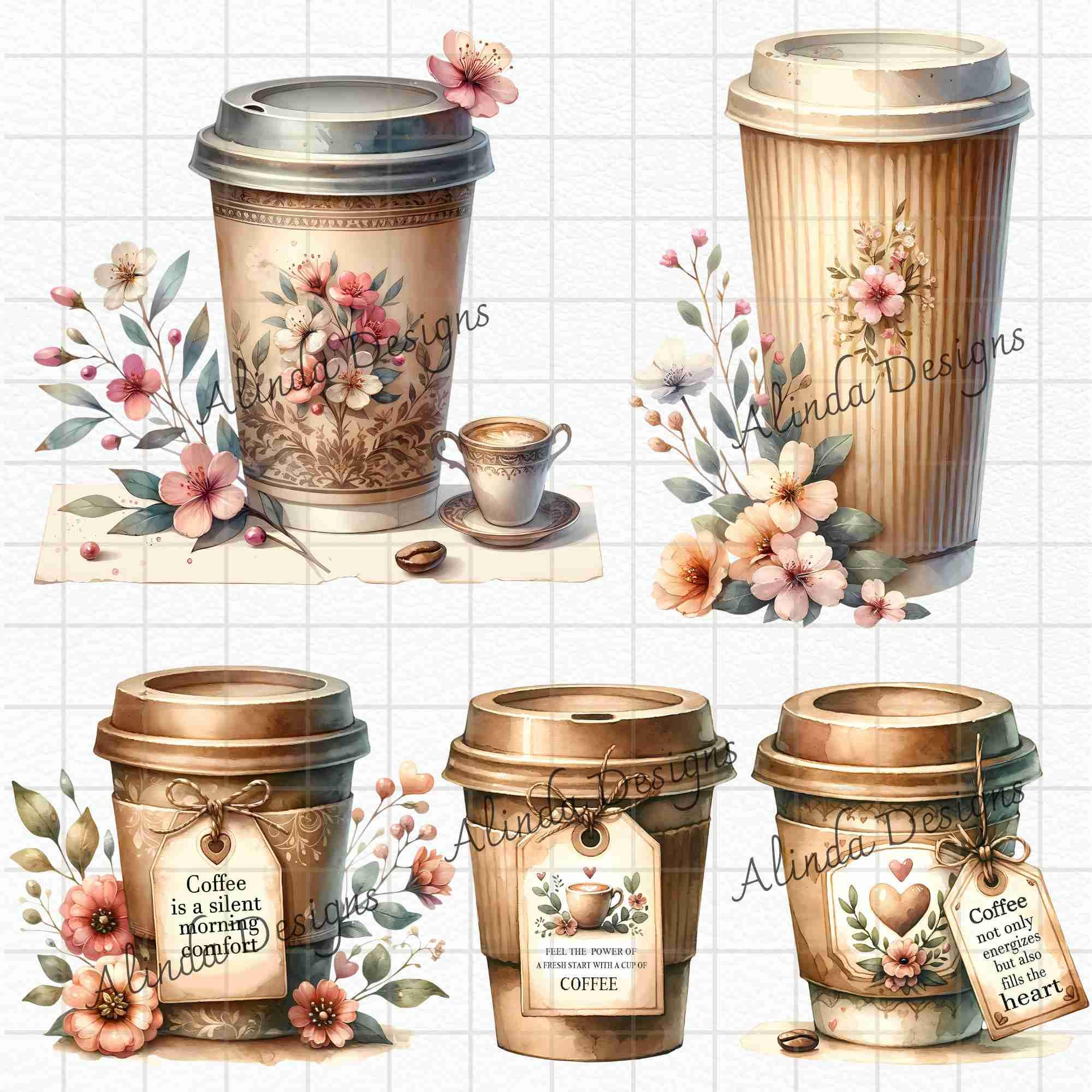 Watercolor Coffee Clipart, Cafe Clipart, Cute Coffee Clipart ...