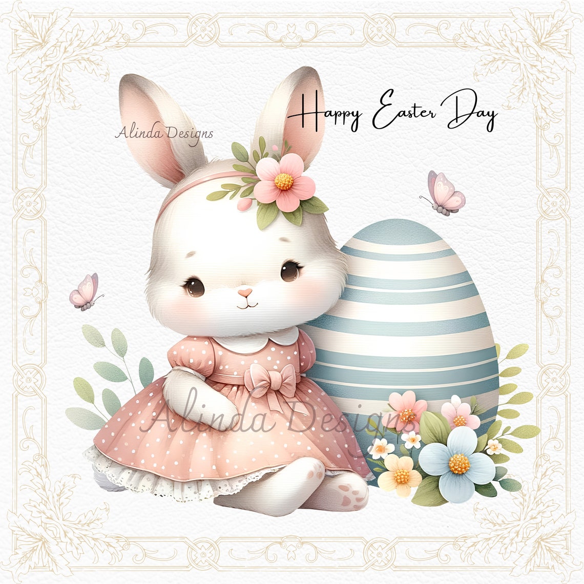 Cute Watercolor Rabbit Clipart for Easter, Happy Easter Day PNG ...