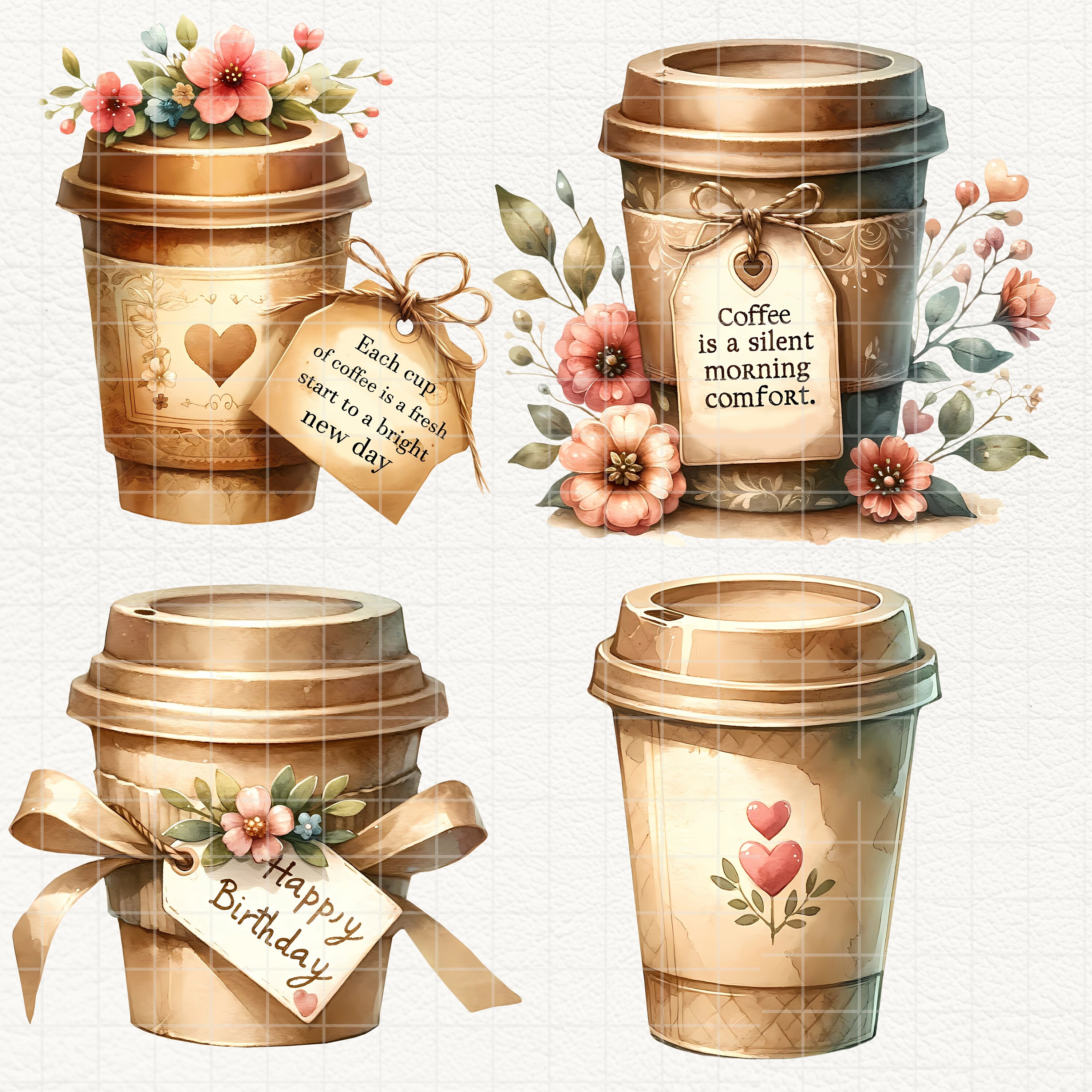 Watercolor Coffee Clipart, Cafe Clipart, Cute Coffee Clipart ...