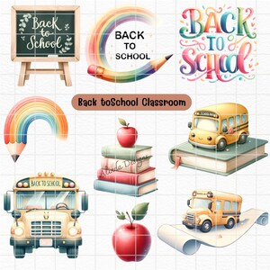 Back to School Classroom Clipart, Educational Illustrations, Teacher ...