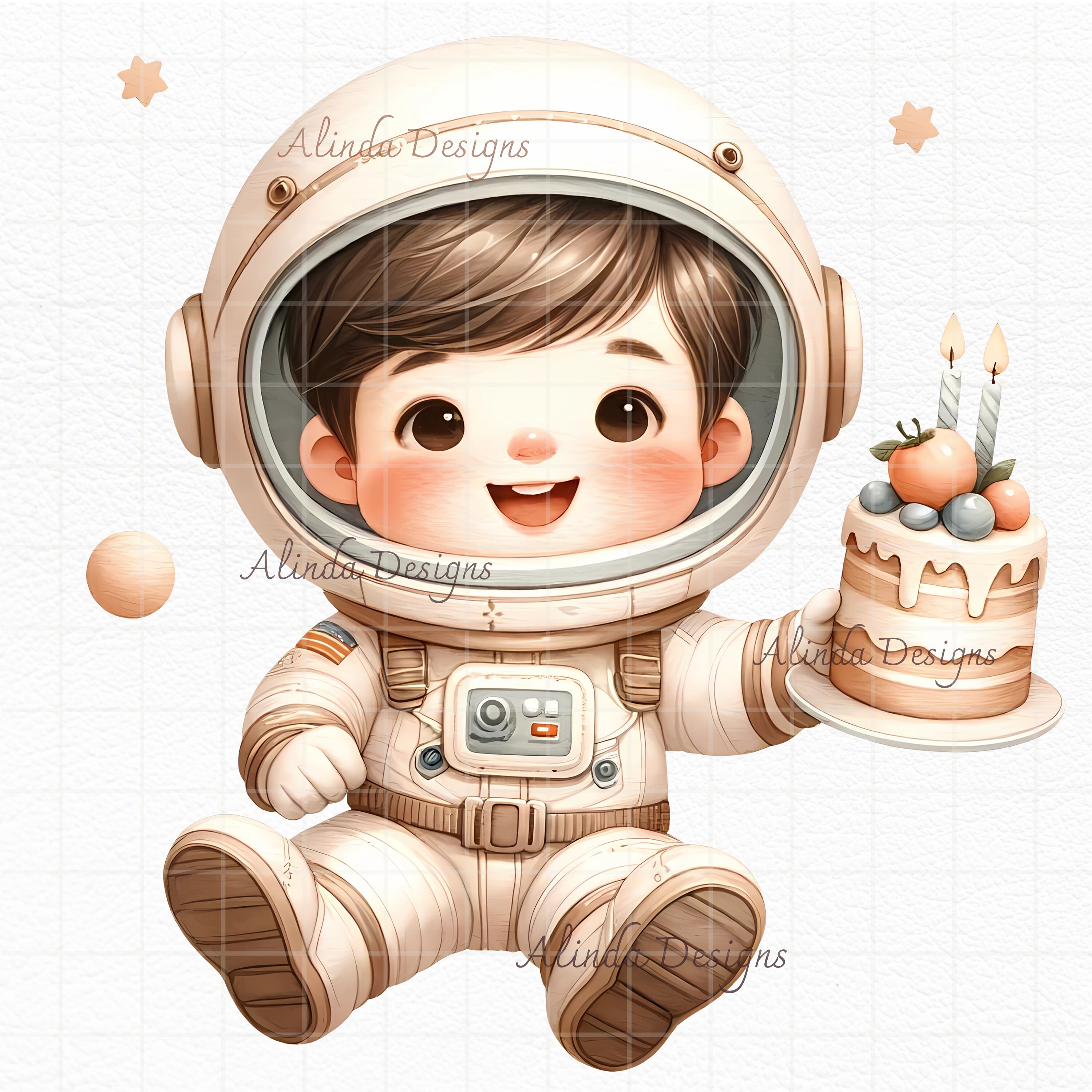 Watercolor Space Clipart for Kids Birthday, Space Party Decor ...