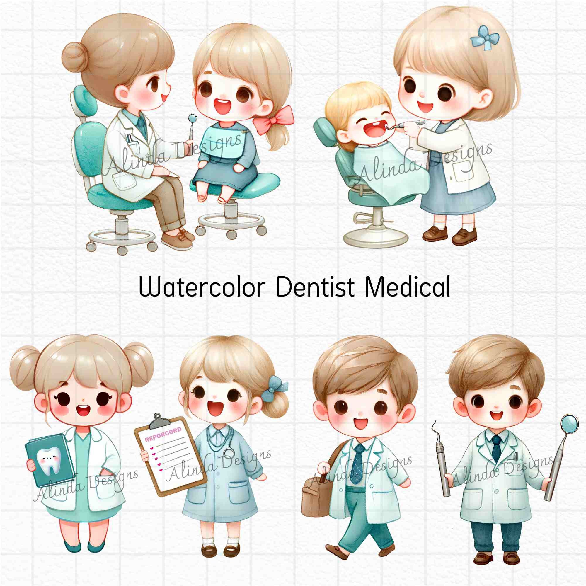 Watercolor Dentist Medical Clipart, Dental Hygienist Illustrations ...