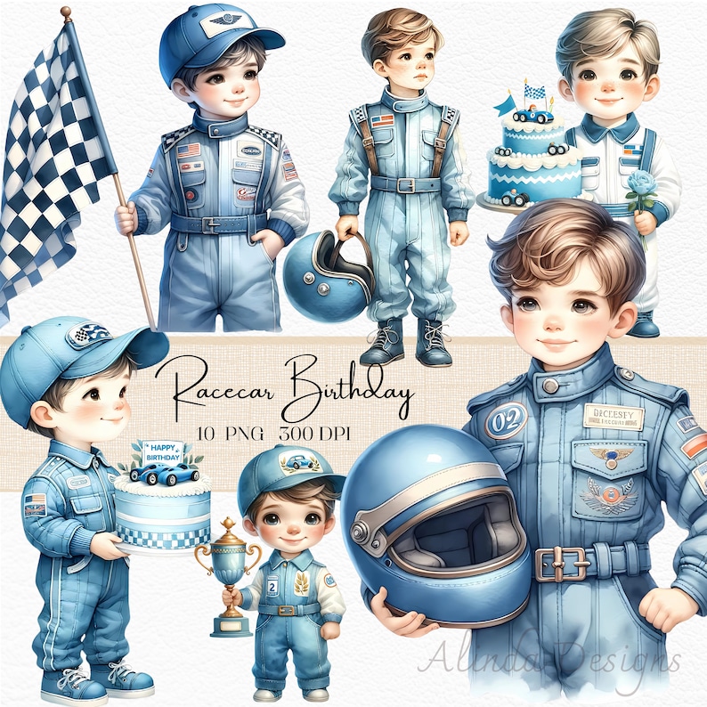 Watercolor Racecar Clipart for Birthday Boy - Digital Download, Racing ...