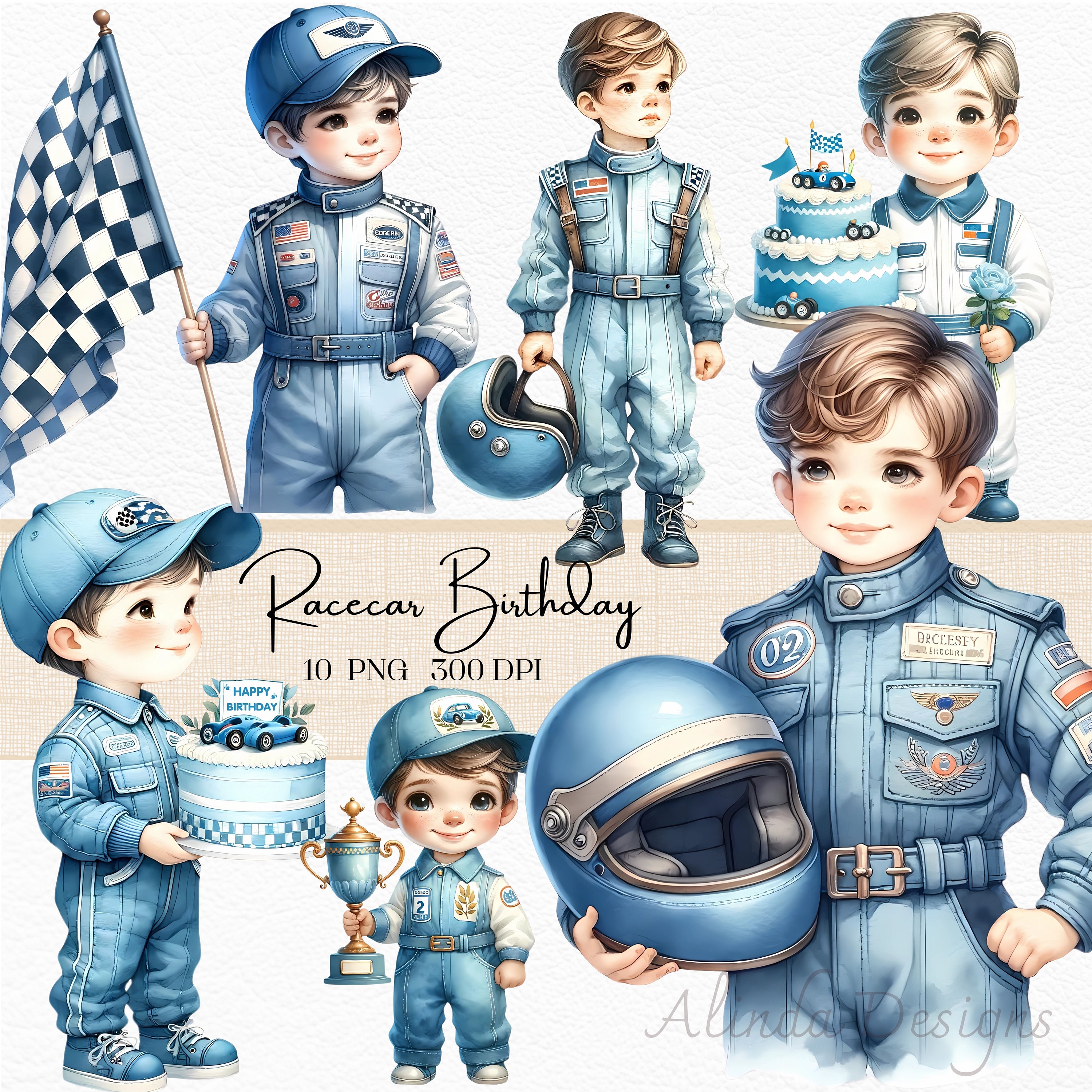 Watercolor Racecar Clipart for Birthday Boy Digital Download, Racing ...