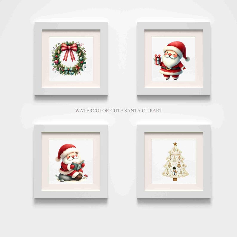 Watercolor Santa Clipart, Christmas PNG Images (digital Download) - Etsy