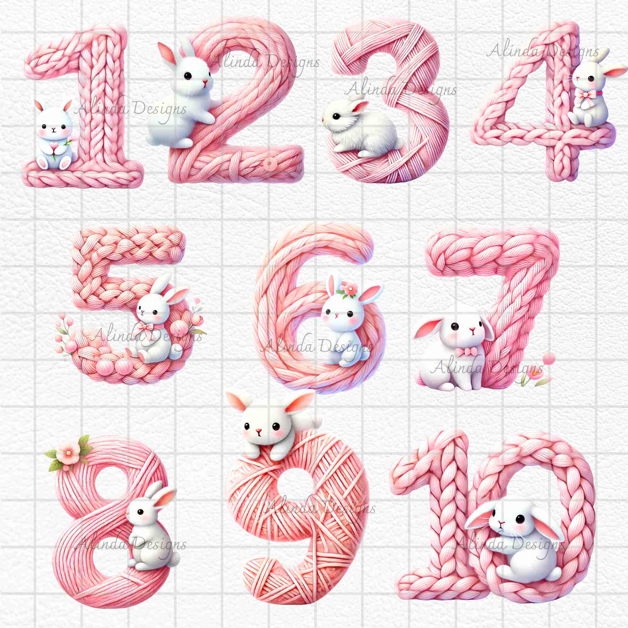 Pastel Bunny Alphabet and Numbers Clipart, Cute Rabbit Letter and ...