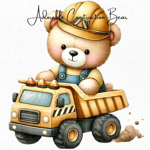 Adorable Construction Bear Clipart, Digital Download, Cute Construction ...