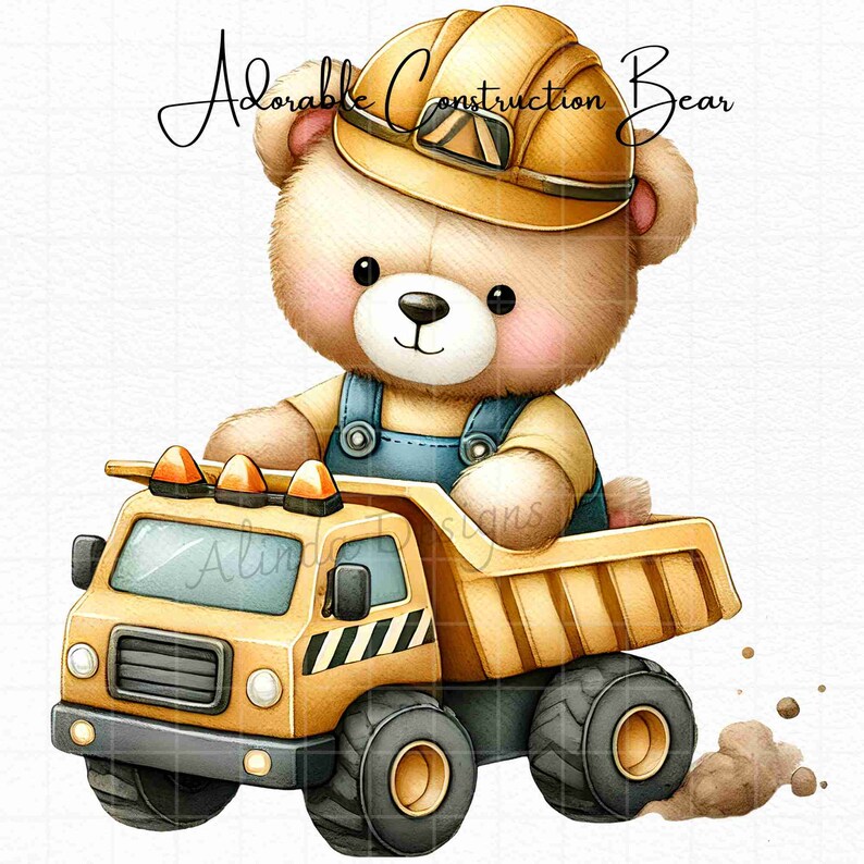 Adorable Construction Bear Clipart, Digital Download, Cute Construction ...