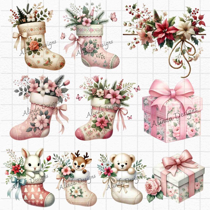 Watercolor Christmas Socks Clipart, Festive Holiday Sock Illustrations ...