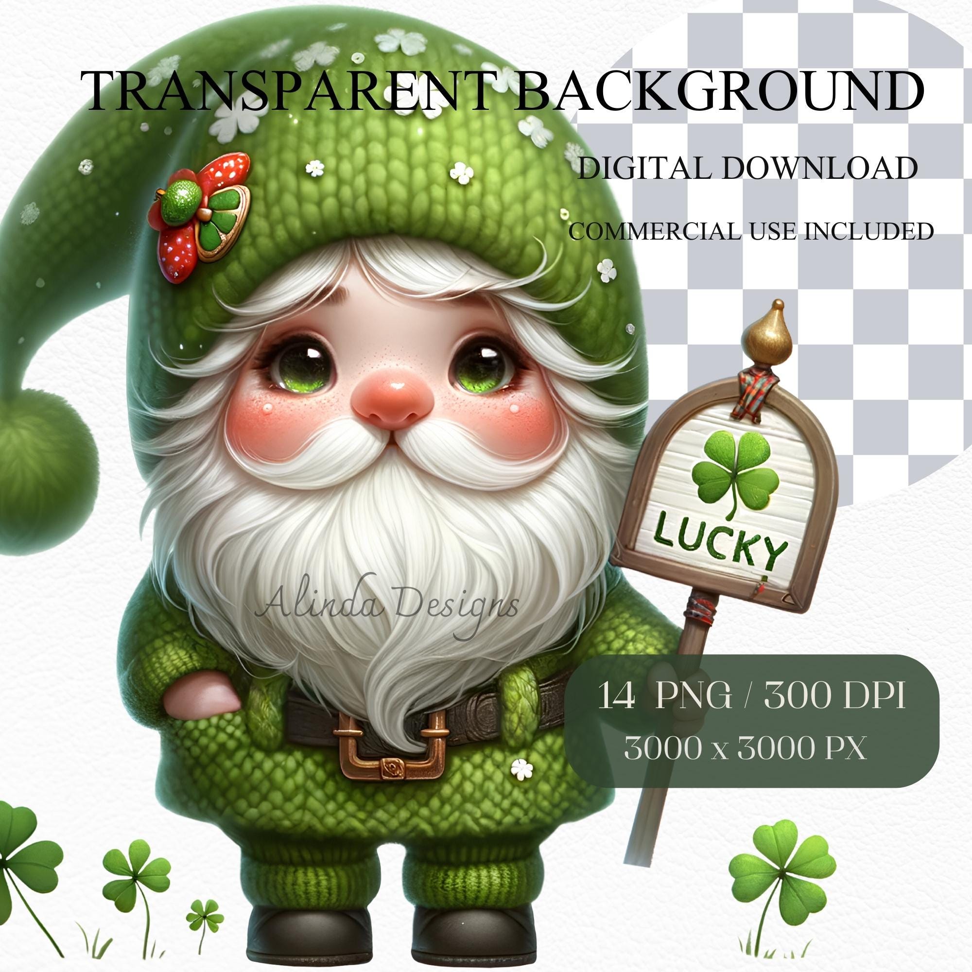 St. Patrick's Day Gnome Clipart: Irish Shamrock PNG (digital Download ...