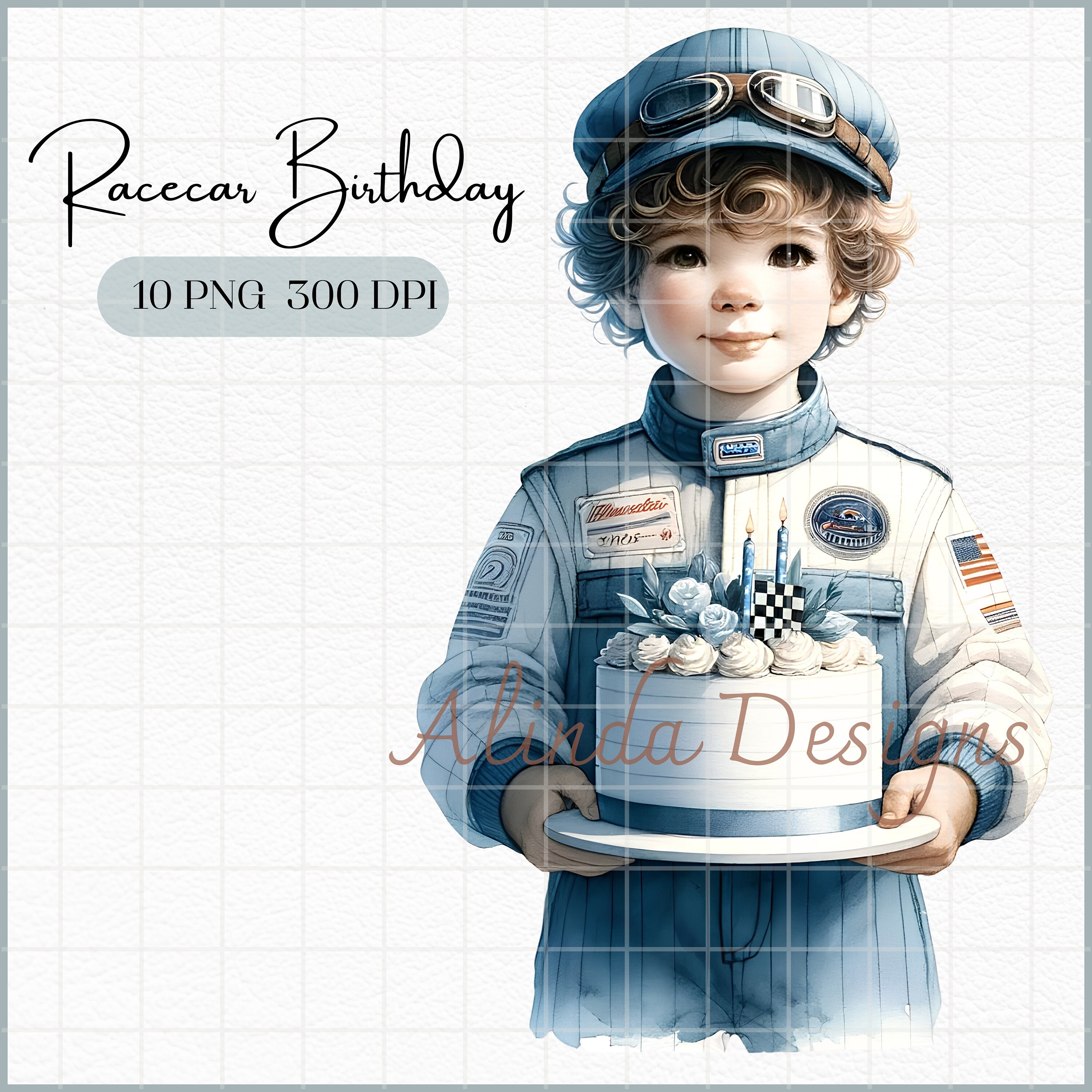 Vintage Racecar Clipart, Birthday Boy Digital Download, Retro Racing ...