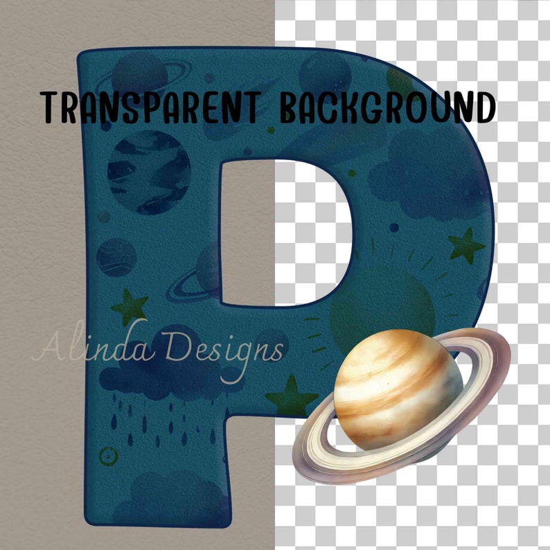 Outer Space Alphabet Clipart, Rocket & Planet Letter PNG Set for Kids ...