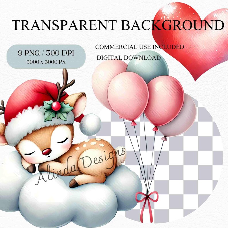 Christmas Baby Reindeer Clipart, Cute Holiday Reindeer Graphics ...